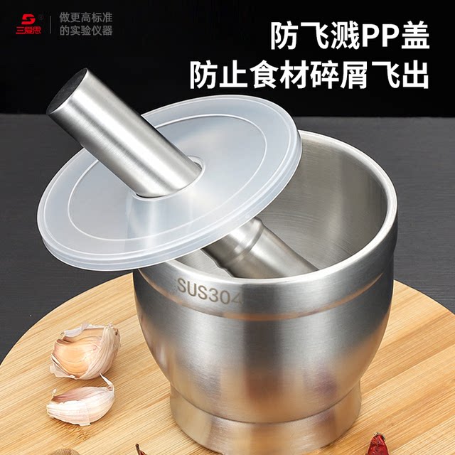 304 stainless steel garlic mortar mash jar stone mortar garlic pounder ...