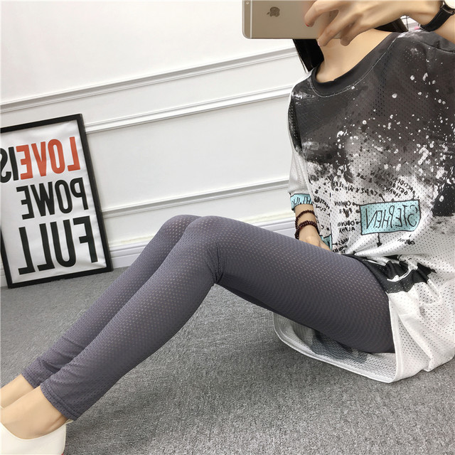 Mesh ice silk leggings, thin style, large elasticity, slimming, small ...