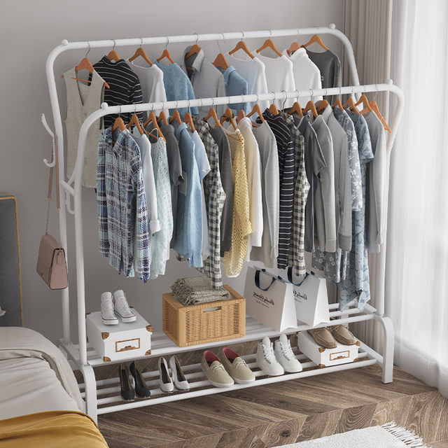 Coat rack floor-standing clothes rack cabinet simple double-rod clothes ...