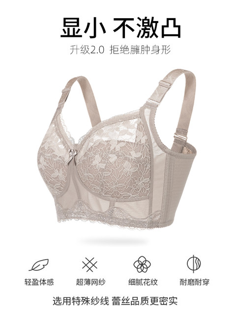 Large Bust Minimizing Bra, Summer Thin Bra for Women, Side Breast ...