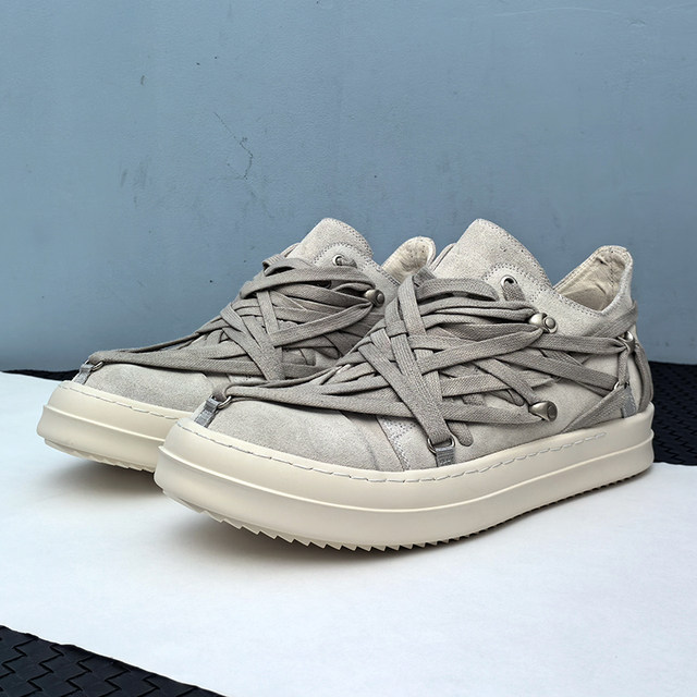 New ro shoes for men's pentagram rivet straps low top shoes genuine ...