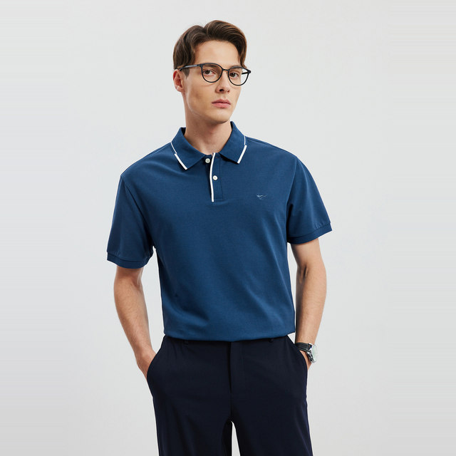 Septwolves short-sleeved mulberry silk POLO shirt men's 2024 summer new ...