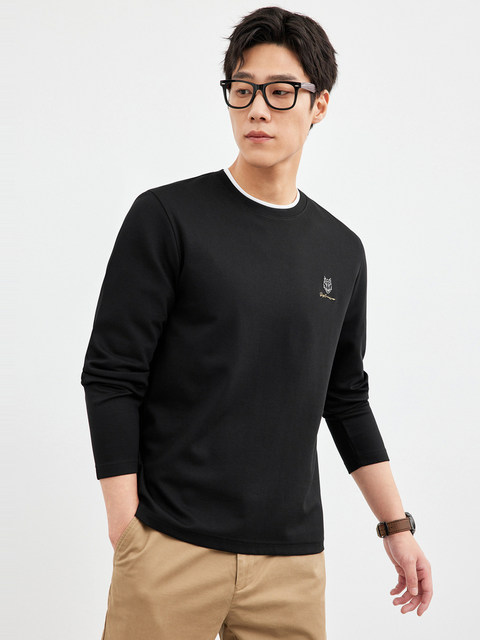 [Modal] Septwolves long-sleeved round neck T-shirt men's 2025 spring ...