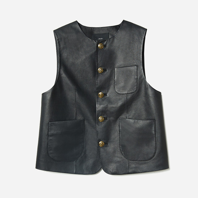 *WPY06057 Italian Bonaudo uncoated cowhide classic retro round neck ...