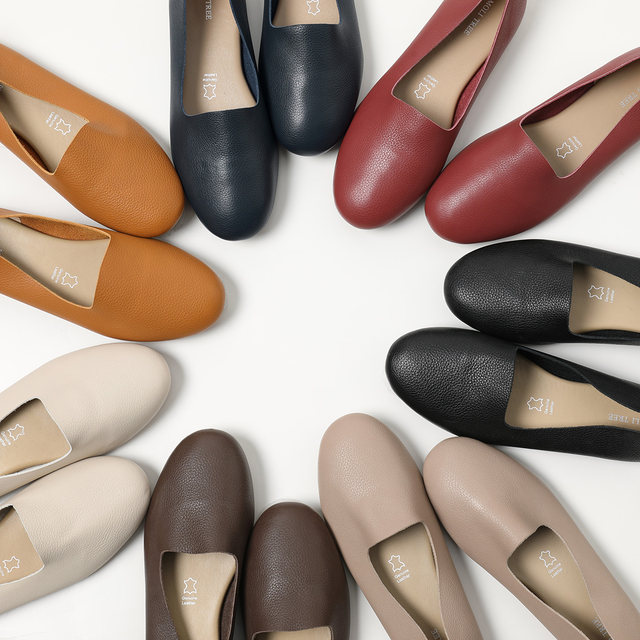 ED07065 Literary and artistic slap patterned calfskin round head one ...