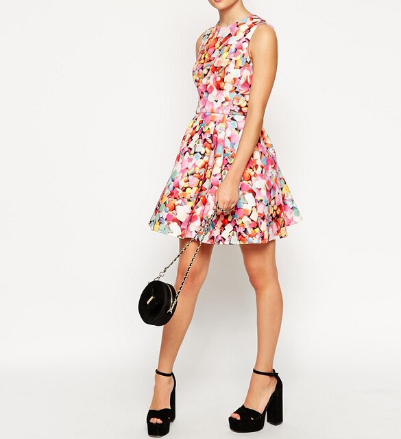 British candy flower air cotton elastic sleeveless round neck slim X ...