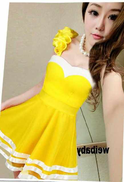 New contrasting color tube top suspender dress high waist wrap dress a ...