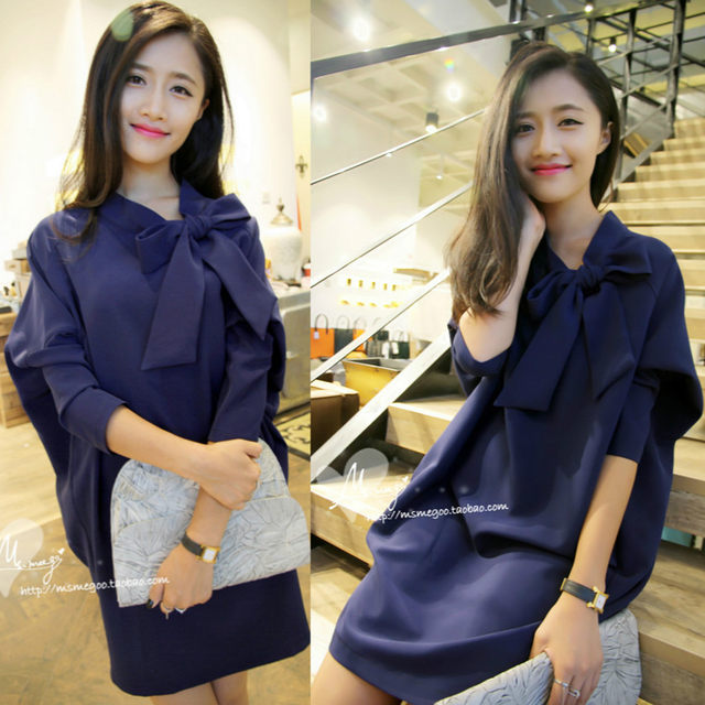 The new Korean version of the bow, the bat sleeve loose temperament ...