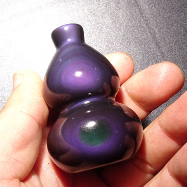 Natural obsidian gourd ornaments handle rainbow eye blue purple green 8 ...
