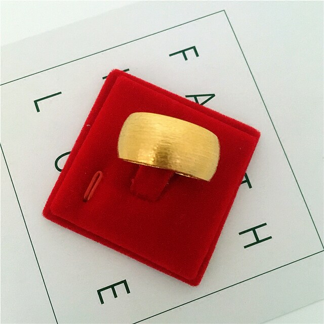 Simulated Vietnamese sand gold ring for men, 24K gold-plated ring, long ...