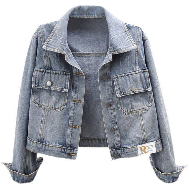 Tide brand cloth sticker denim outer set female short 2023 spring and ...