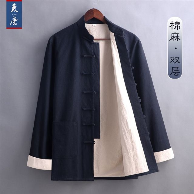 Chinese style Tang suit, men's layman's clothing, Zen Hanfu, Chinese ...
