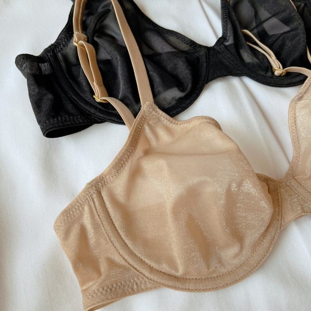 French lingerie women's ultra-thin transparent sexy pure bra thin steel ring no sponge cross ...