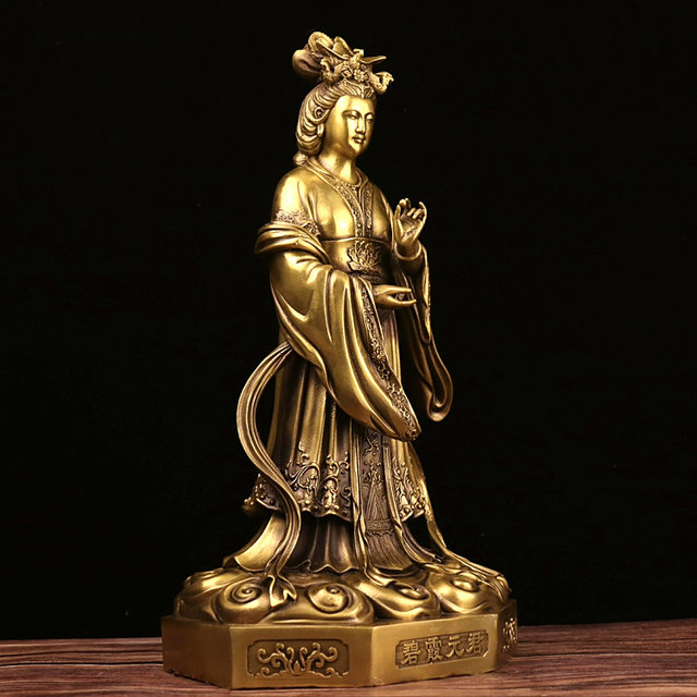 Seiko large pure copper Bixia Yuanjun statue Taishan old lady standing ...