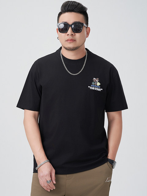 Thin material large size men's summer new round neck short-sleeved T ...