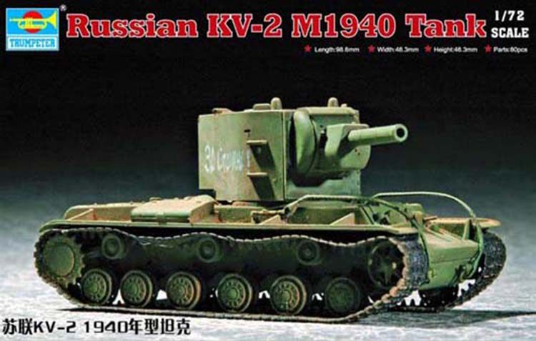 Trumpeter 1:72 Scale Soviet KV2 Heavy Tank Plastic Model Kit - 07235