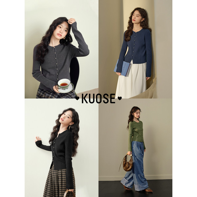 Wide -colored Anca red long -sleeved thin sweater knit sweater female ...