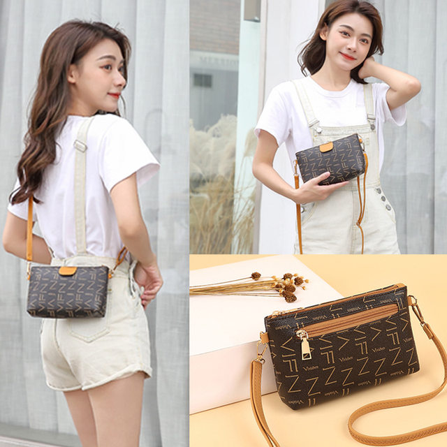 Women's bag 2023 new contrast color digital printed single zipper ...