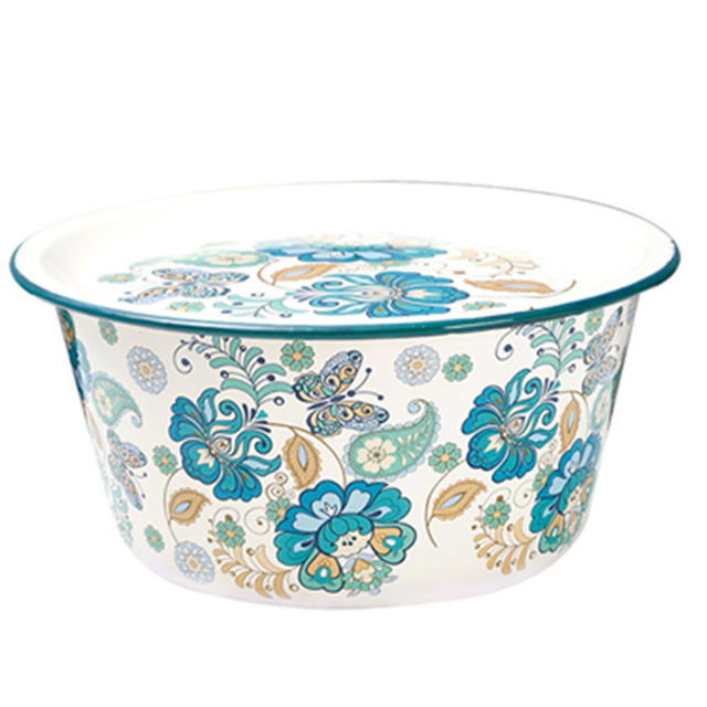 Ouli Home Enamel Enamel Enamel Vintage Nostalgic Cover Basin with Cover ...