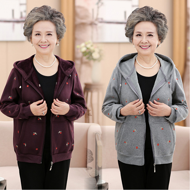 Middle -aged and elderly women's clothing autumn and winter jackets ...