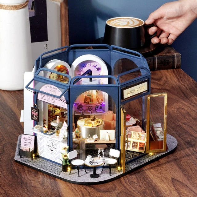 Wisdom house diy hut reading cafe handmade wooden house model assembled ...