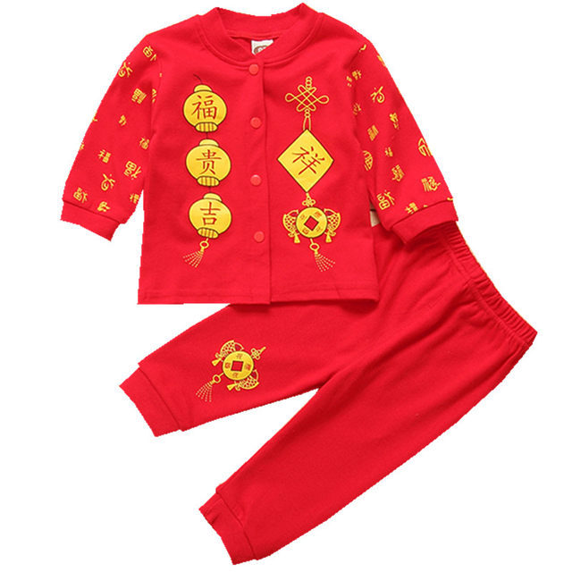 Baby 100-day red suit 6 male and female baby full month clothes 0-3 ...