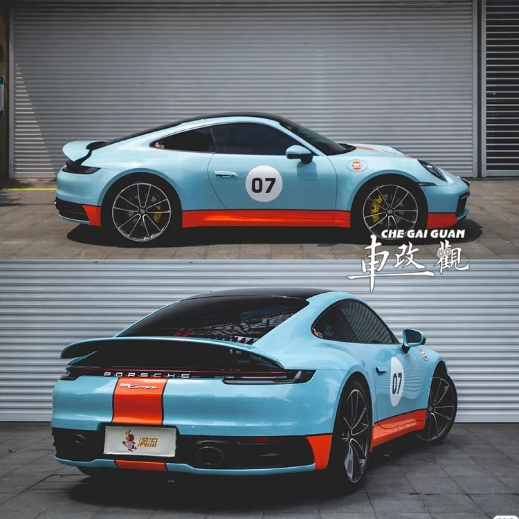 Porsche 911 car sticker pull pattern Gulf oil painting 718 Taycan ...