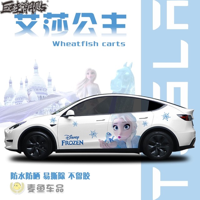 Tesla Model Y Elsa Princess Car Decal Latte Art Edamame 3 Frozen ...