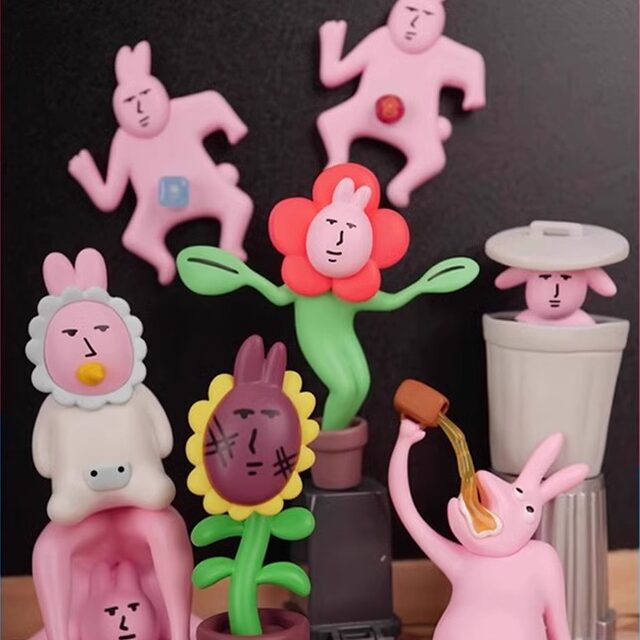 Official genuine PLZDOT pink rabbit abstract series mini blind box ...