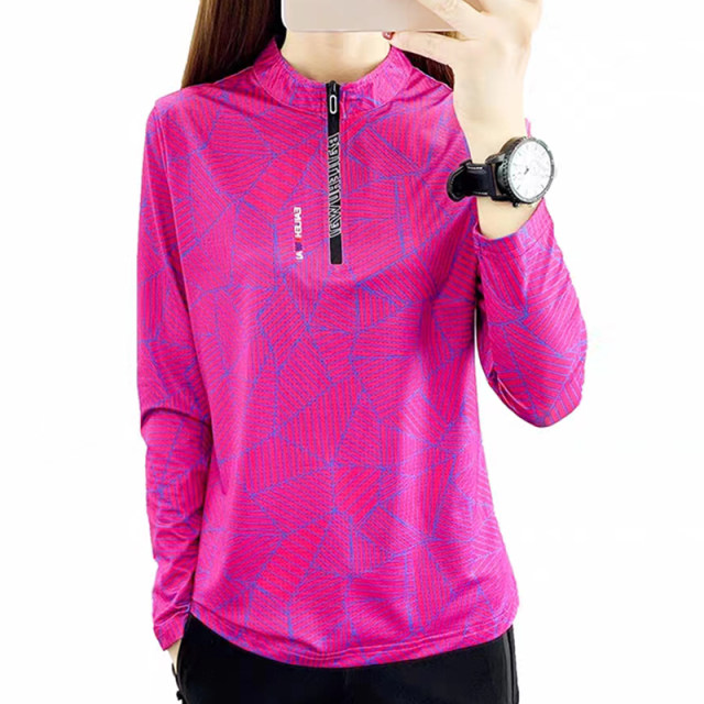 Ice silk quick-drying clothing women's long-sleeved T-shirt mesh ...