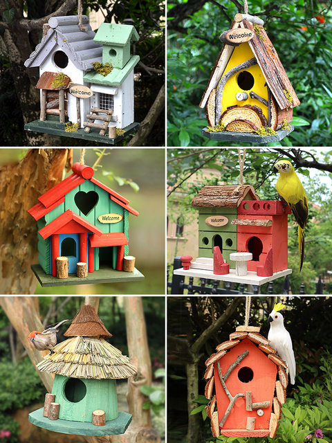 Outdoor bird nest garden courtyard layout landscape solid wood balcony ...