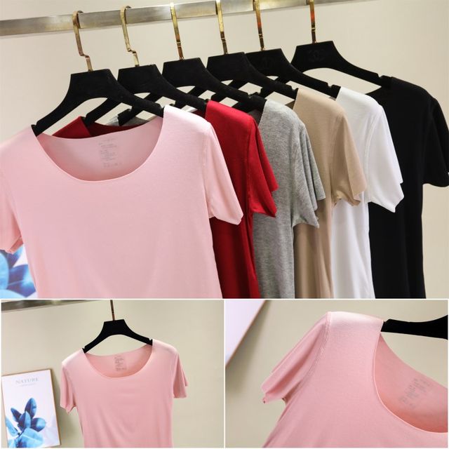Women's summer thin modal seamless short-sleeved inner T-shirt large ...
