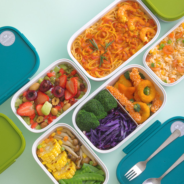 Camellia double-layer separated lunch box for office workers and ...