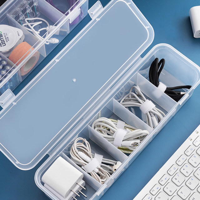 Household mobile phone data line storage box drawer wire organizer ...