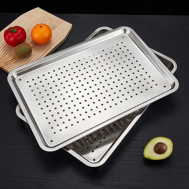 304 food grade stainless steel tray rectangular kitchen punched flat ...