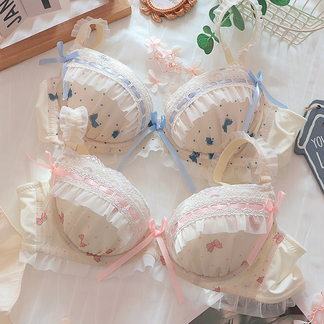 Yue Su Manman Rose~Sweet lace cute underwear Japanese girl underwear with underwire bra set pure ...
