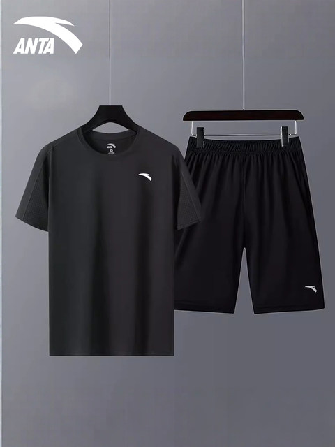 Anta Sports Set Men's Summer New Casual Sportswear Quick Dry Pants Running Fitness Short Sleeve ...