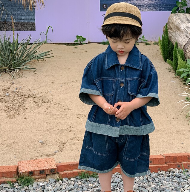 Muchenjia's new summer clothes 2024 boys' thin cotton denim short ...