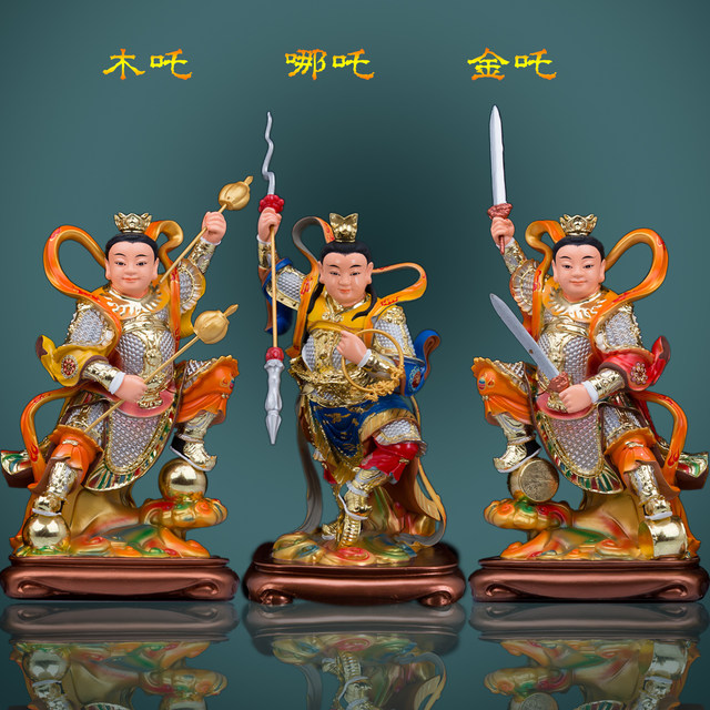 Jin Zha Mu Zha statue 8/10/12/16 inch Jin Zha Mu Zha Nezha Third Prince ...