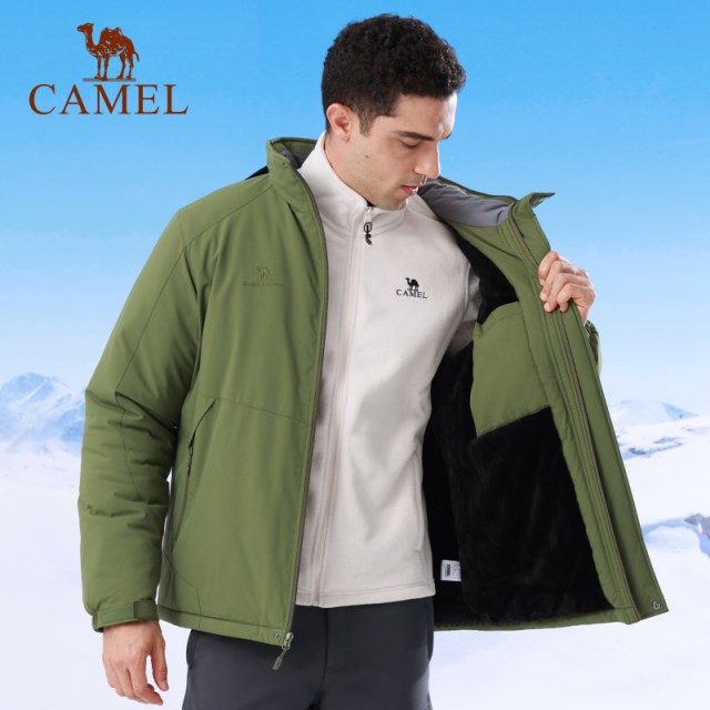 Camel single-layer jacket for men and women, winter quilted jacket ...