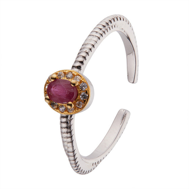Natural ruby ring for women sterling silver inlaid with gemstones newly ...