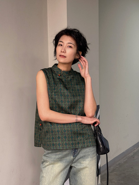 Zhou Langqing New Chinese Style Vest for Women 2025 New Summer Sleeveless Top with High-End ...