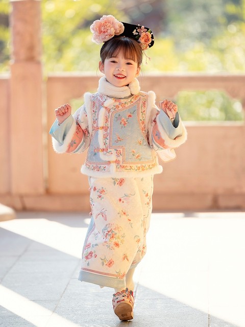 Han Dynasty girl Winter Dress 2024 kids Guofeng thickened Embroider ...