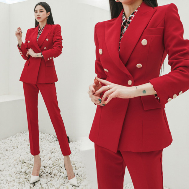 Temperament Goddess Fan Suit Set Ladies High-End Fashion New Female Red ...