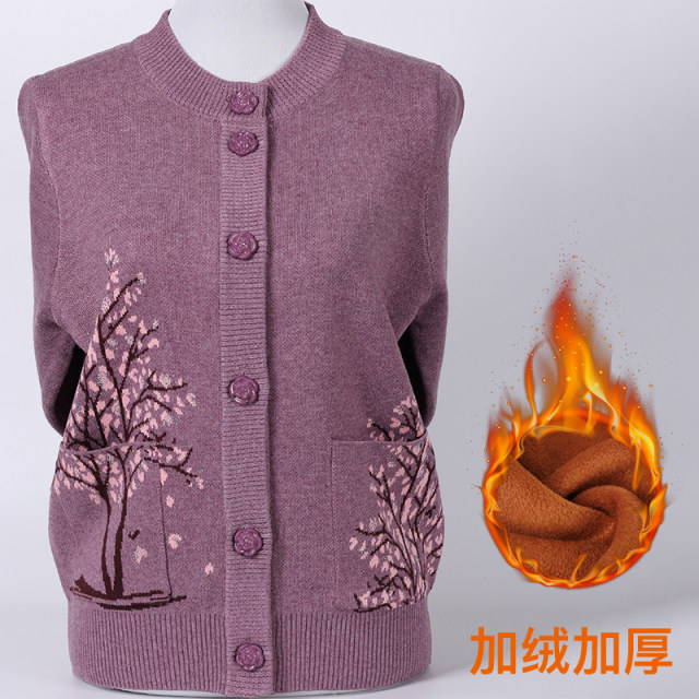 The elderly autumn and winter female grandma sweater sweater jacket ...