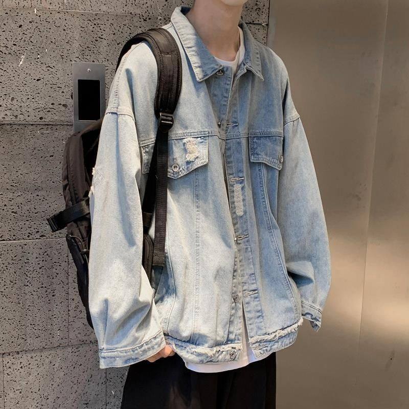 Ripped street jacket, high-end style men's spring and autumn handsome ...