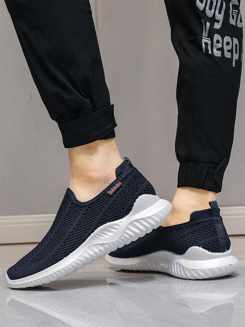 Summer pull-back mesh shoes for men, one-on-one, breathable, soft-soled, non-slip, comfortable ...