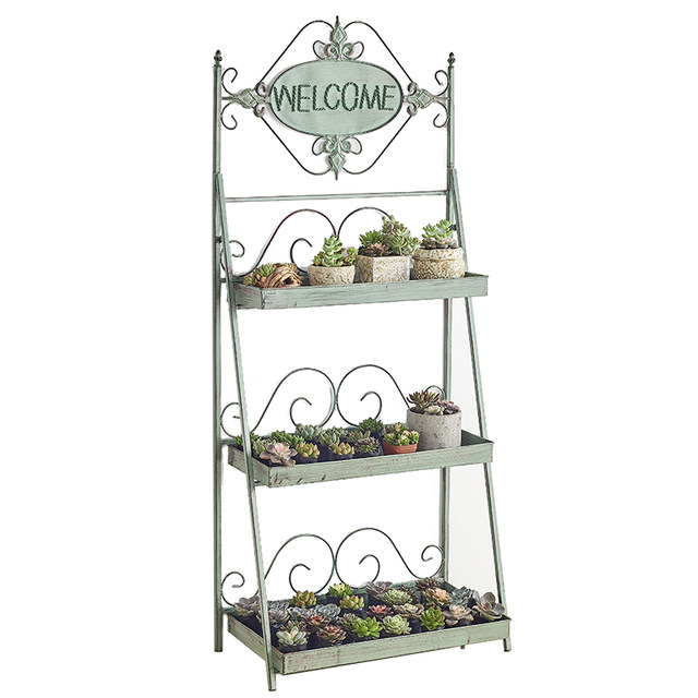 European-style foldable multi-layer balcony iron flower rack indoor ...