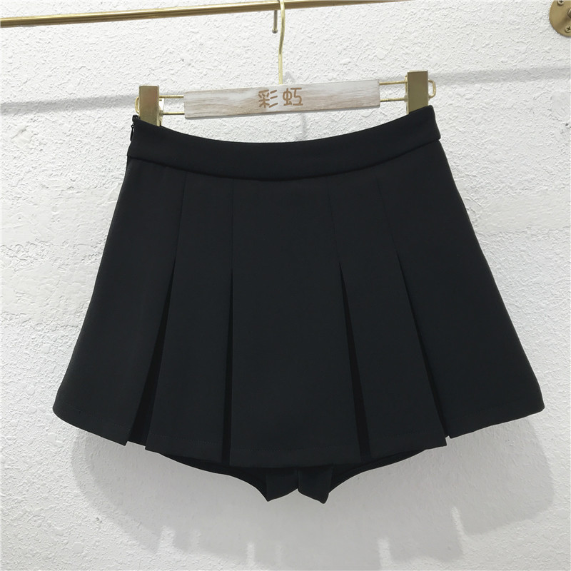 High -waisted pleated skirt female 2022 autumn new and thin versatile A -shaped skirt college ...