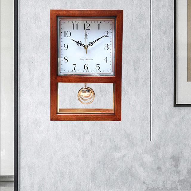 Old-fashioned music time chime wall clock Chinese retro swing clock ...